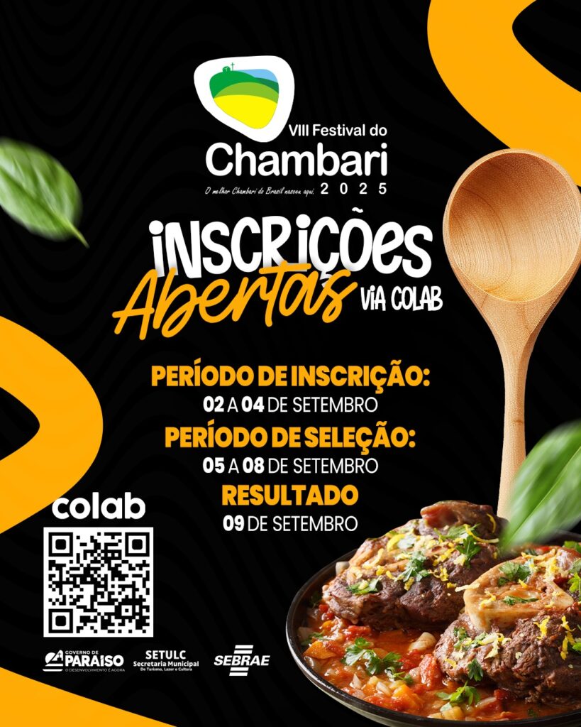 Prefeitura de Paraíso abre Chamada Pública para comércio no VIII Festival do Chambari ...